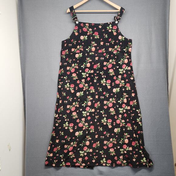 Hanes | Dresses | Vintage 9s Hanes Dress Jumper L Black Floral Crushed ...